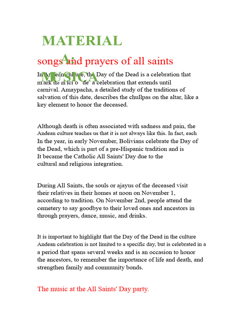 Songs and Prayers of All Saints Music | PDF | Glory (Religion) | Saint ...
