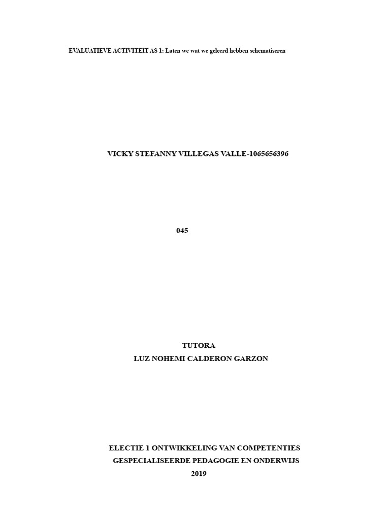 Evaluatieve Activiteit Aspect 1 Ontwikkeling Van Competenties | PDF