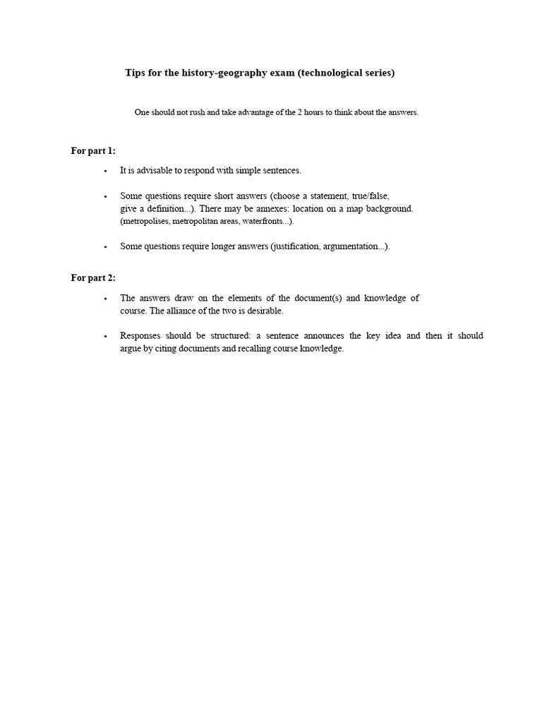 Bac - E3C - Corrected History Geography Exam For The Technological ...