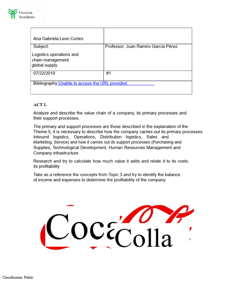 Activity 1 Logistics Operations and Global Supply Chains | PDF | The ...