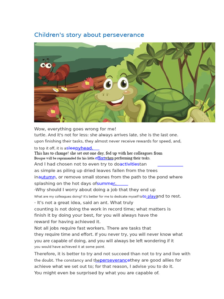 Children's Stories on Perseverance and Kindness | PDF