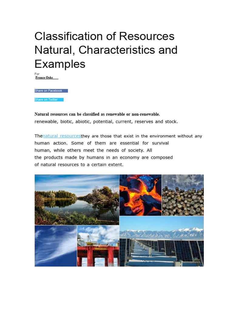 Classification of Natural Resources | PDF | Renewable Resources | Ecosystem