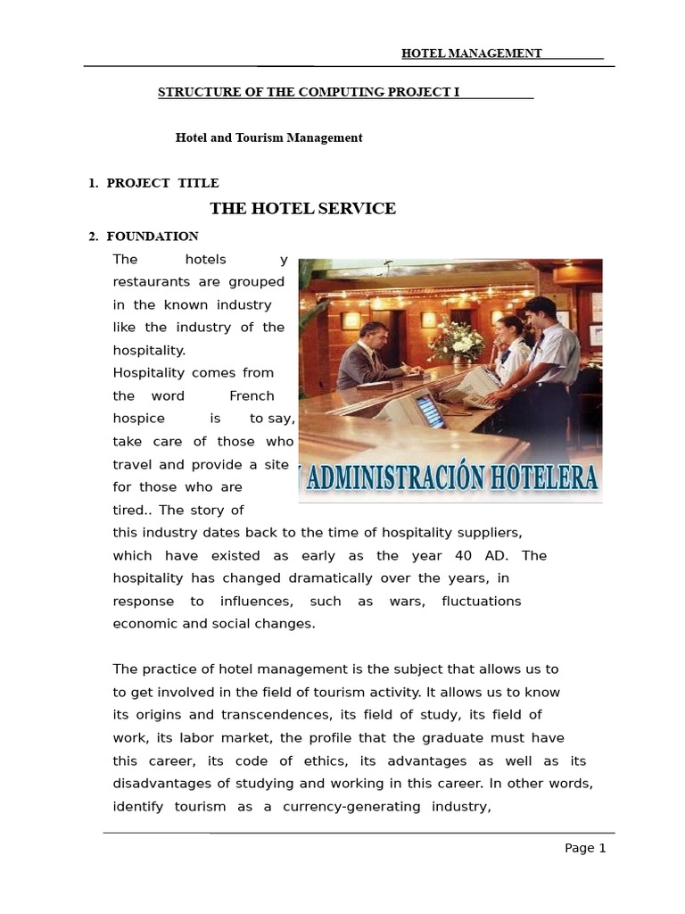 Hotel and Tourism Management Project | PDF | Menu | Hotel