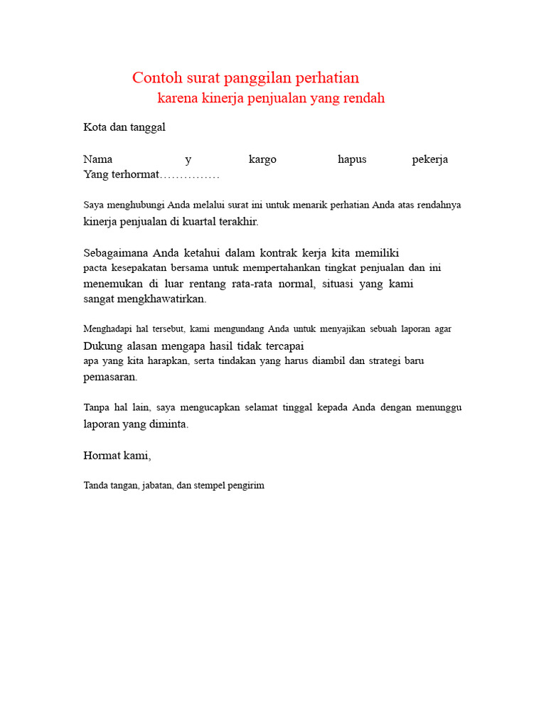 Contoh Surat Panggilan Perhatian Penggunaan Ponsel | PDF