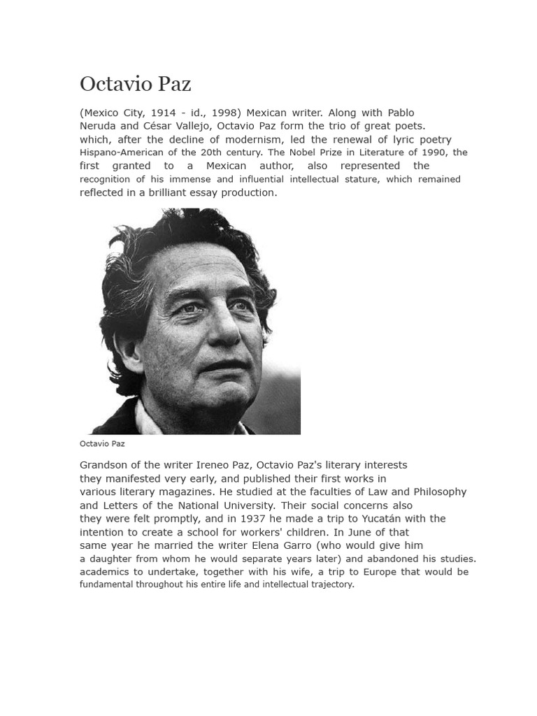 Octavio Paz Biography | PDF | Poetry