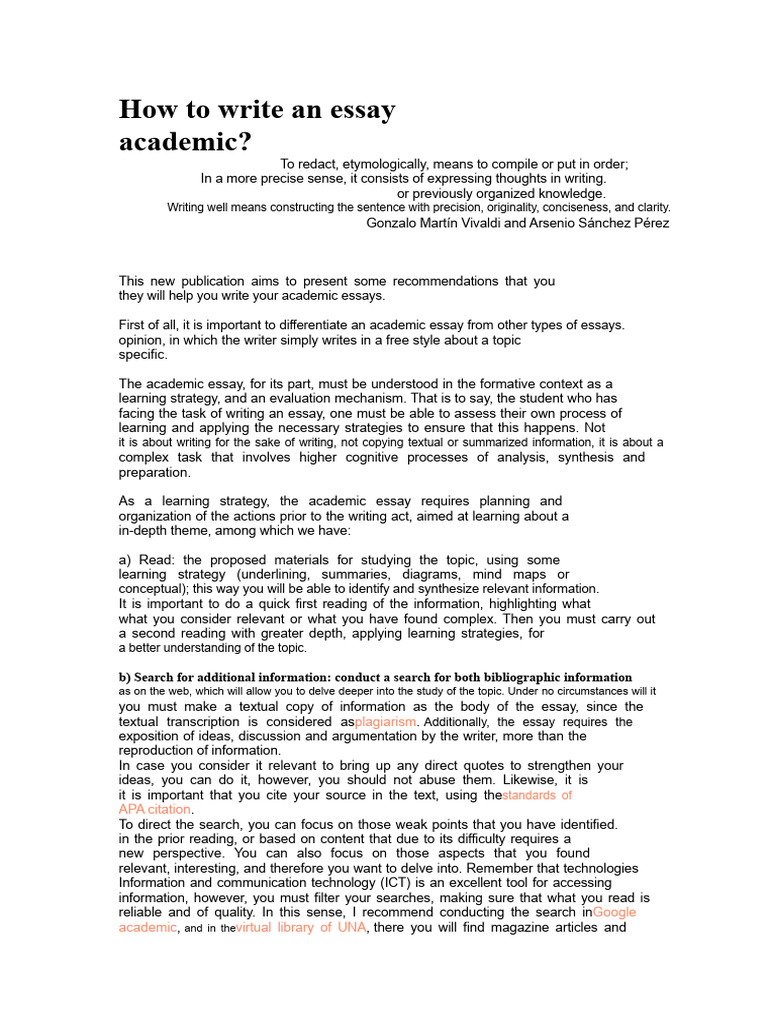 How To Write An Academic Essay | PDF | Essays | Information
