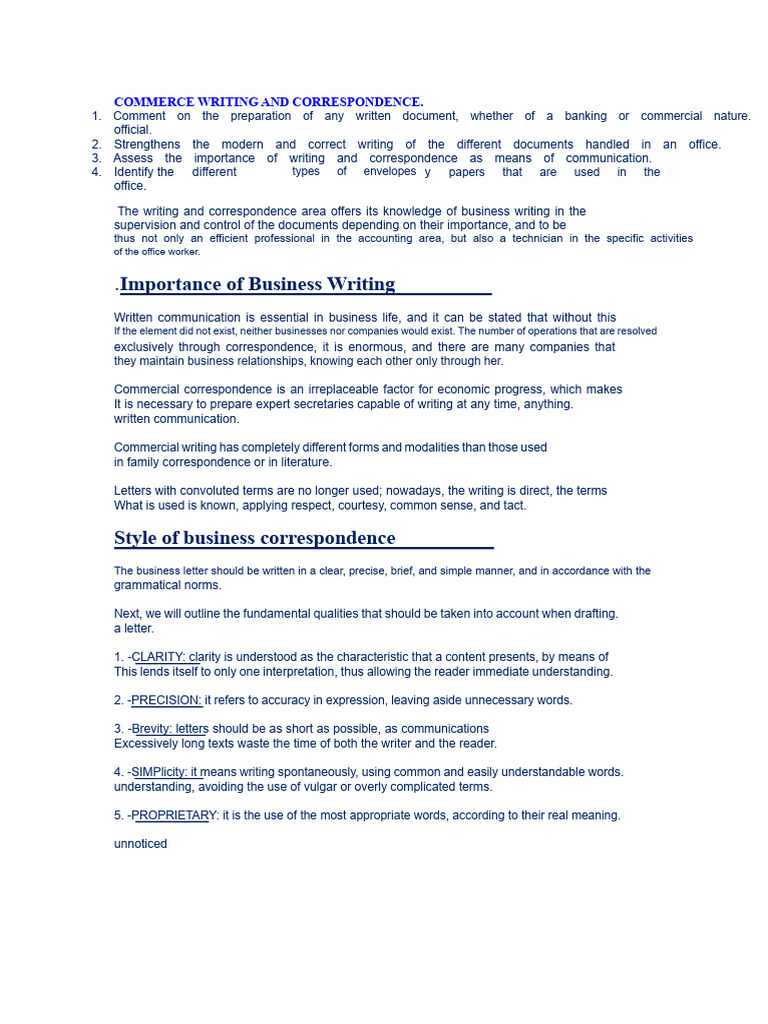 Commercial Writing and Correspondence | PDF | Writing | Human Communication