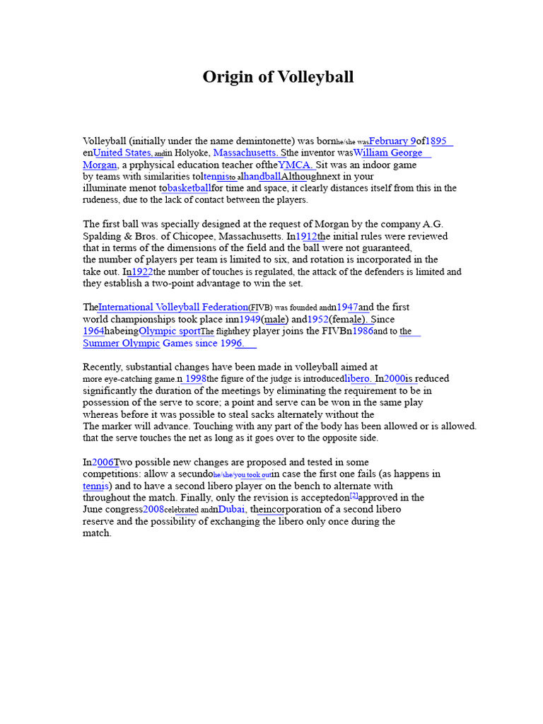 History and Rules of Volleyball | PDF | Volleyball | Athletic Sports