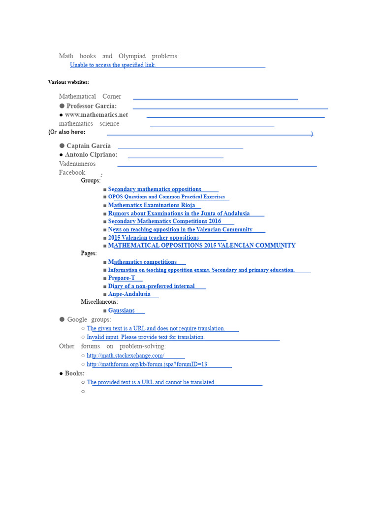 Math Resources and Competitions Guide | PDF