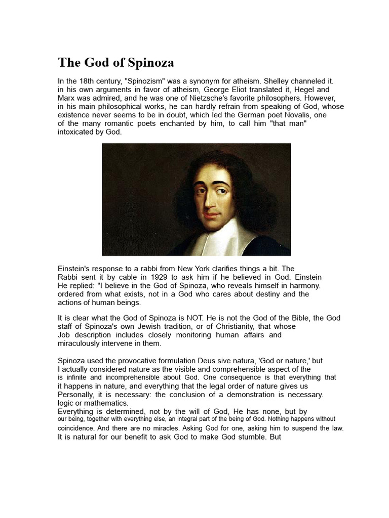 Understanding Spinoza's God | PDF | Baruch Spinoza | God
