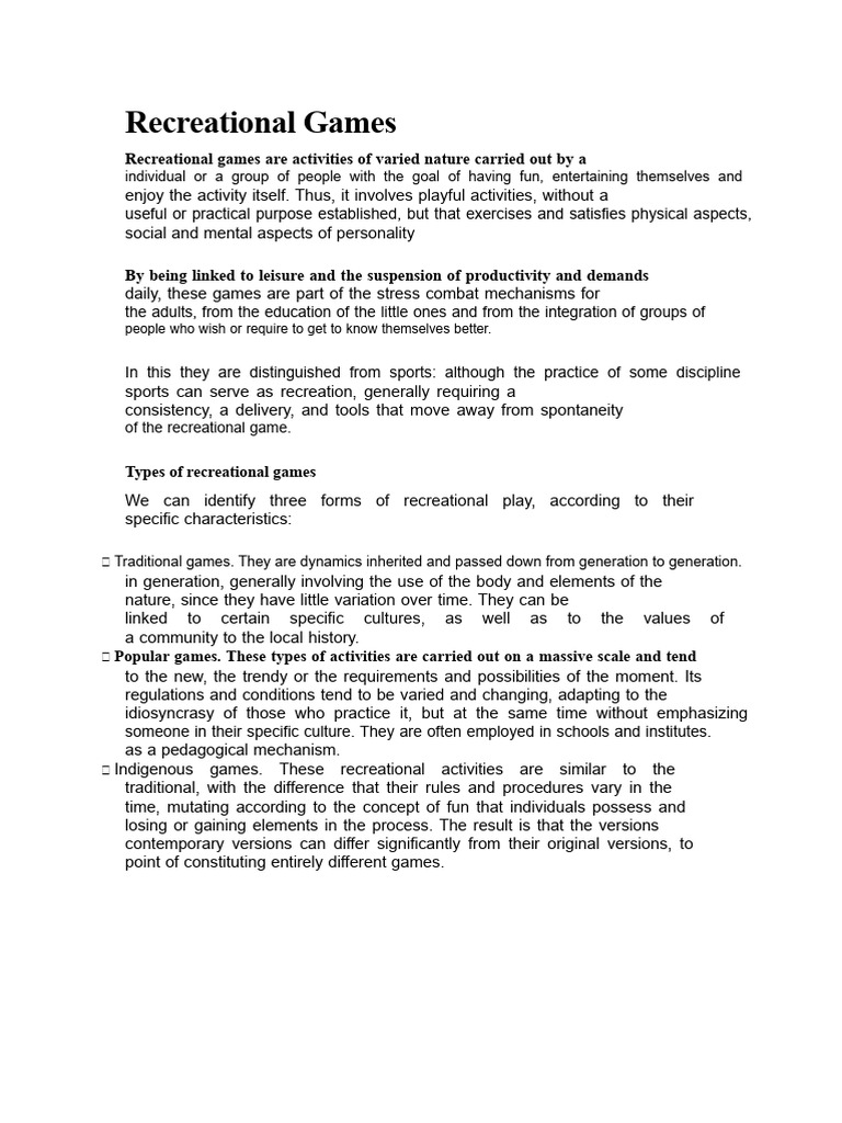 Recreational Games | PDF | Recreation
