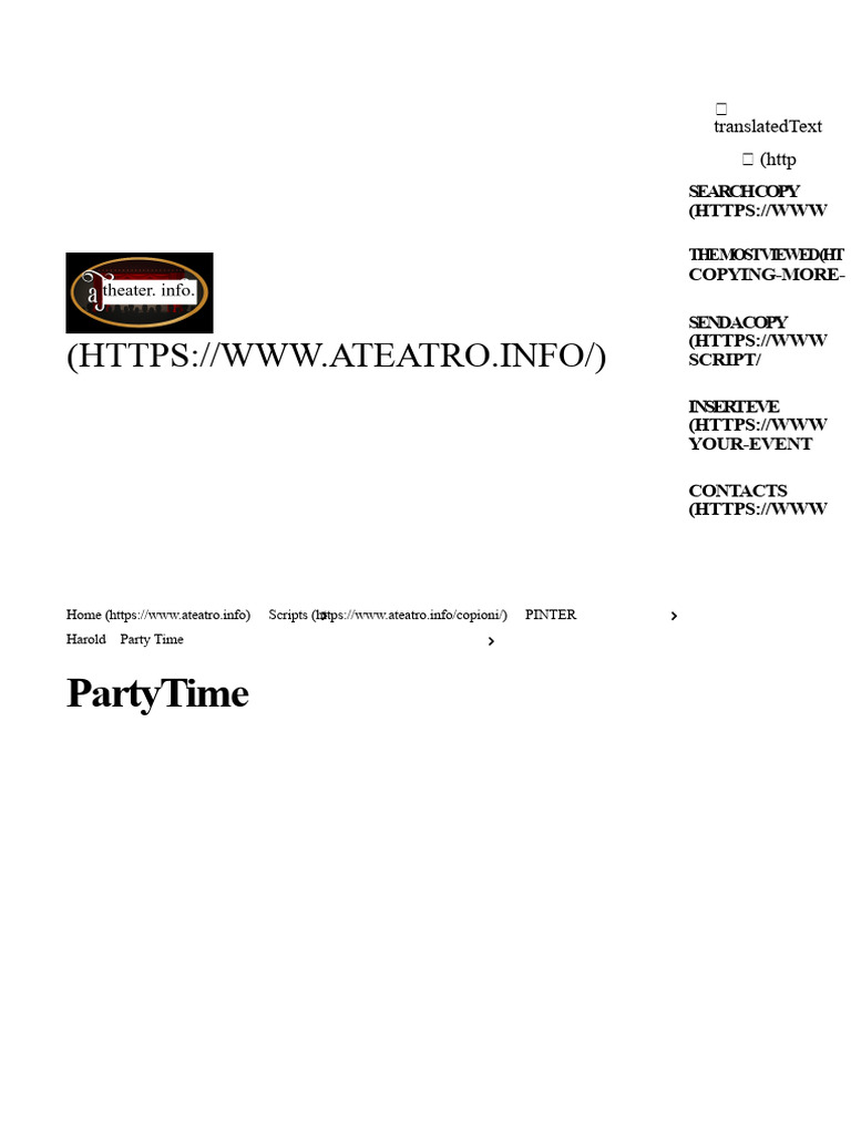 Harold Pinter's "Party Time" Overview | PDF