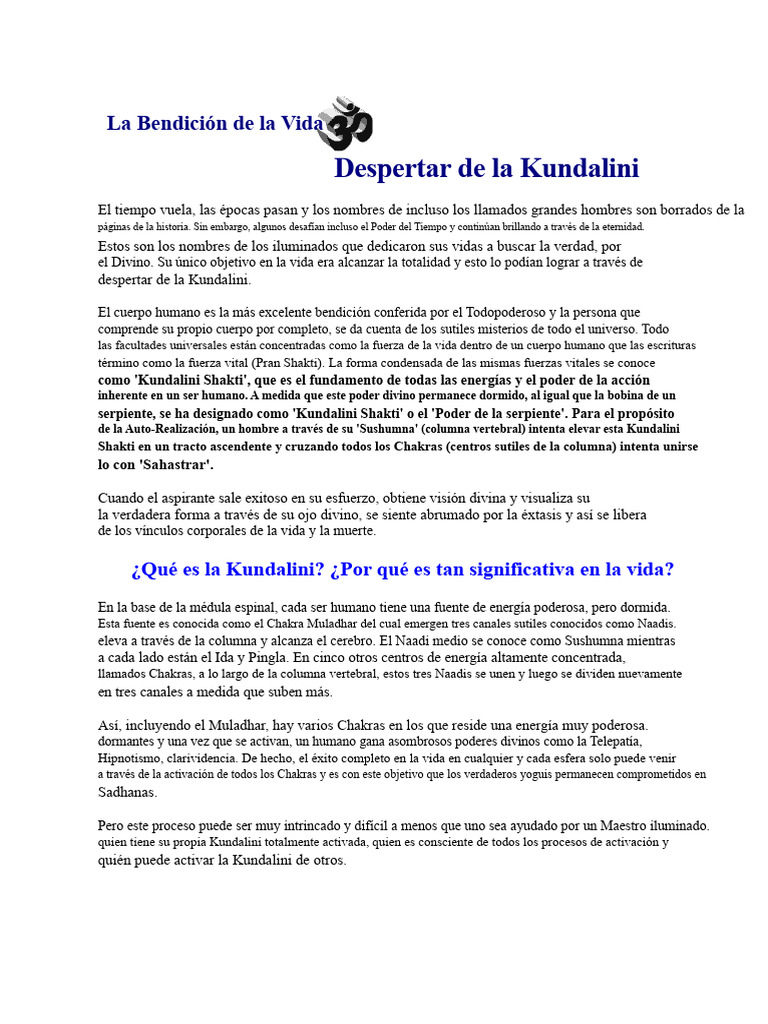 Despertar de la Kundalini y Chakras | PDF | Chakra | Meditación