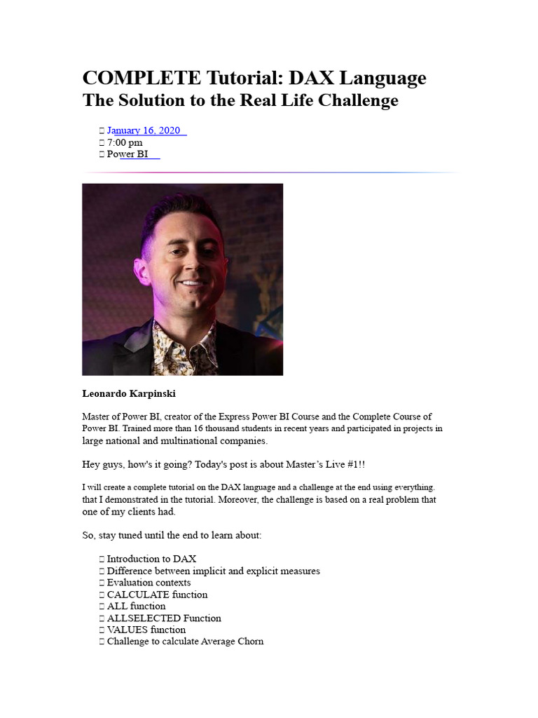 DAX Functions - Complete Tutorial | PDF | Function (Mathematics) | Image Segmentation