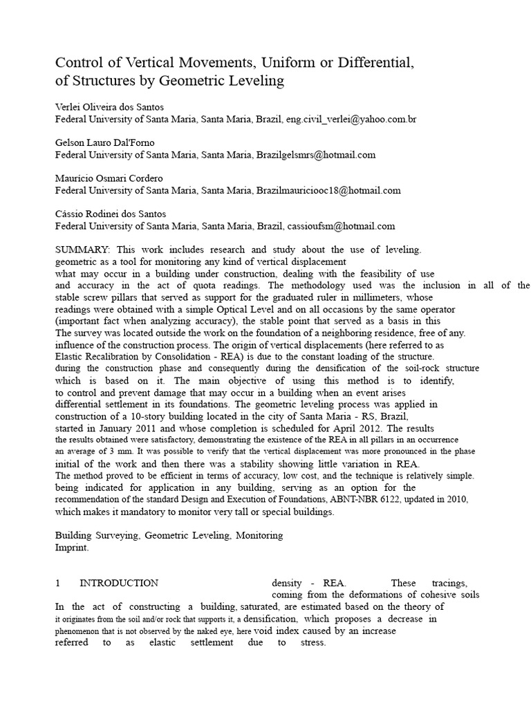 Monitoring of Settlement in A Building | PDF