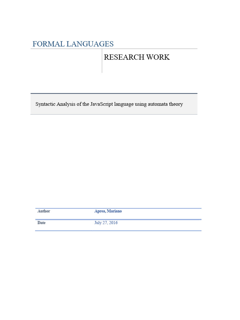 Syntactic Analysis of The JavaScript Language Using Automata Theory ...