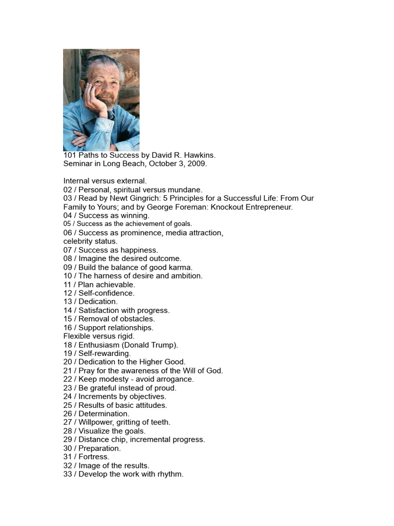 101 Paths To Success by David R Hawkins | PDF | Happiness | Psychology