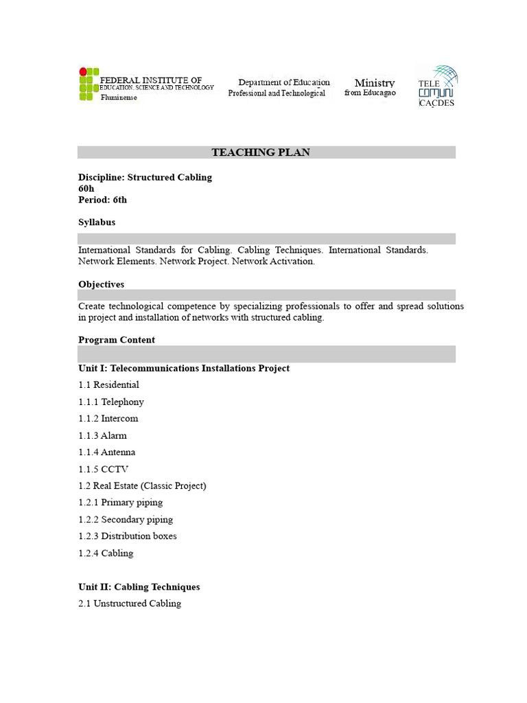 Structured Cabling PDF | PDF | Telecommunications | Information And Communications Technology