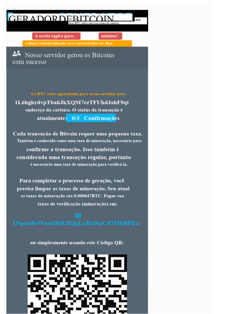 O Gerador de Bitcoin - Gere BTC Grátis para Sua Conta de Wallet | PDF
