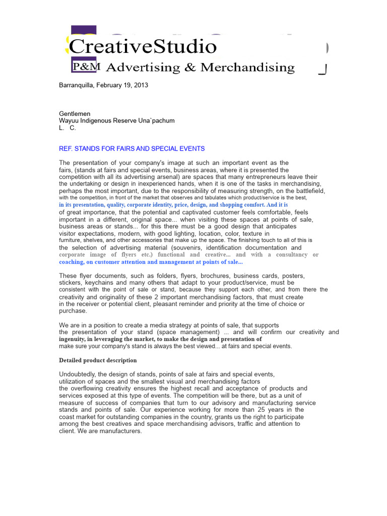 Stand Proposal | PDF | Marketing