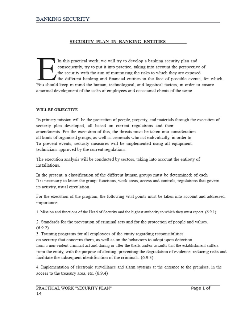 Banking Security Plan Overview | PDF | Securities | Banks