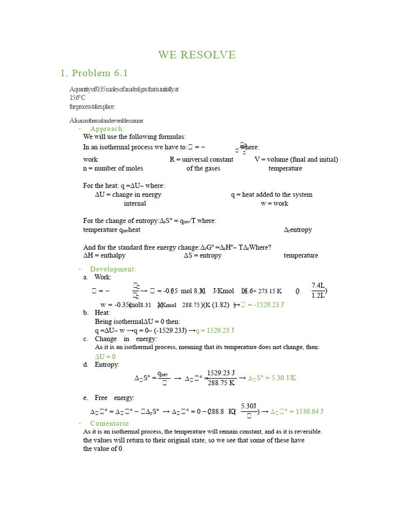 Task 13 - Problems Chapter 6 | PDF | Entropy | Gibbs Free Energy