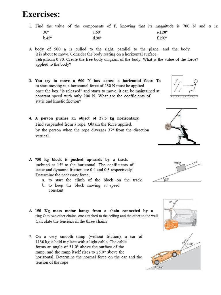 Static Equilibrium and Translational Exercises | PDF