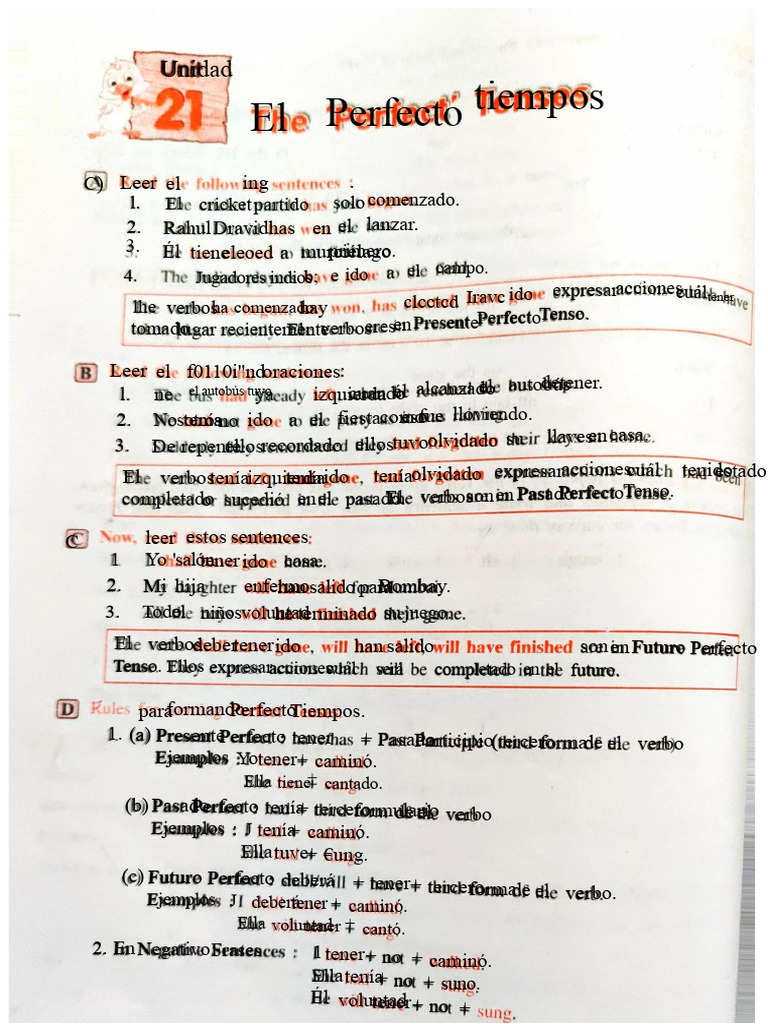 Clase 6 - Libro de Gramática - Unidad-21 - Los Tiempos Perfectos | PDF ...