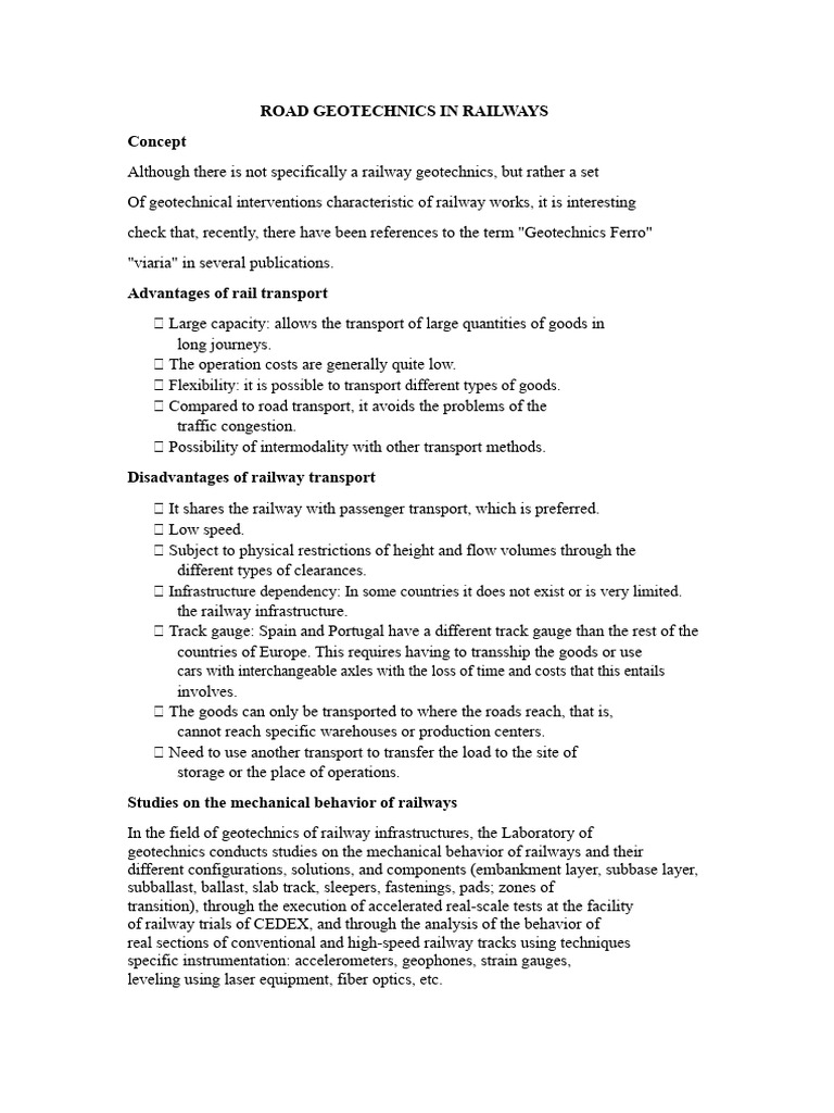 Railway Geotechnics: Key Concepts & Studies | PDF | Transport | Rail ...