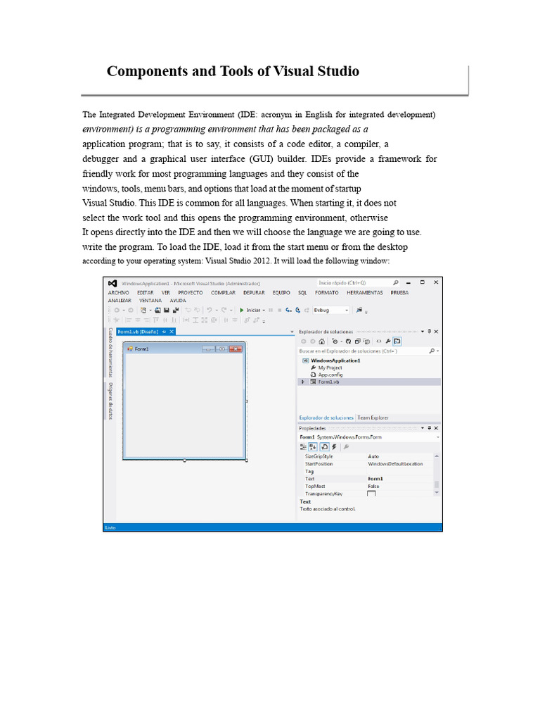 Components and Tools of Visual Studio | PDF | Integrated Development Environment | Programming