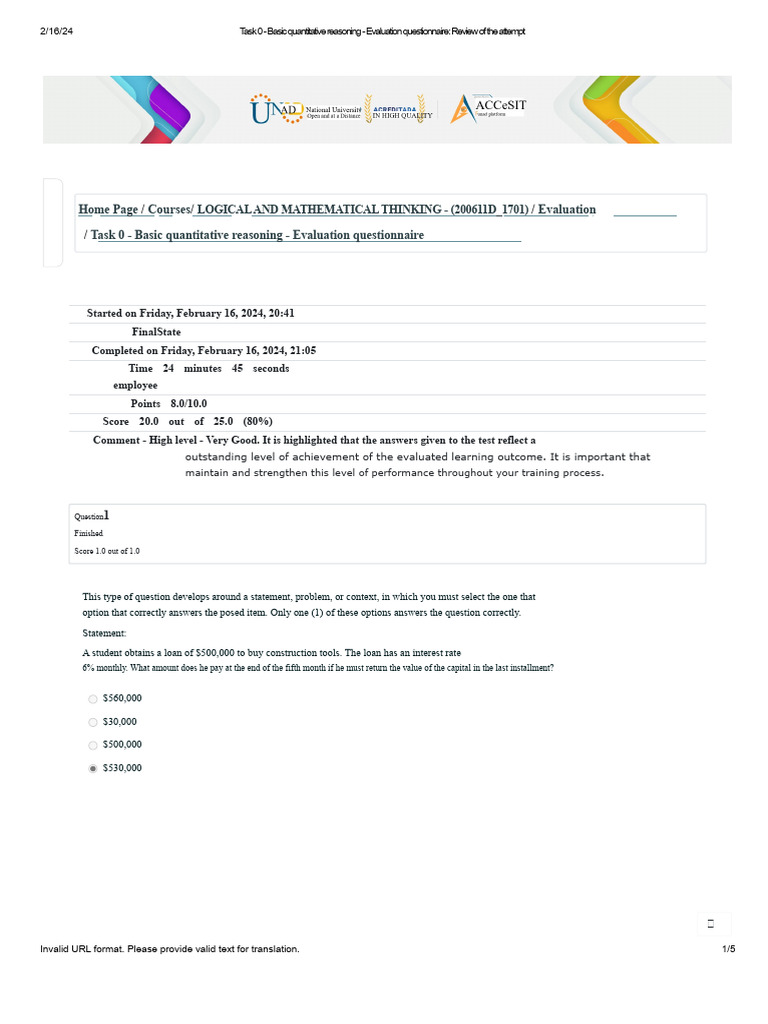 Task 0 - Basic Quantitative Reasoning - Assessment Questionnaire - Review of The Attempt | PDF ...