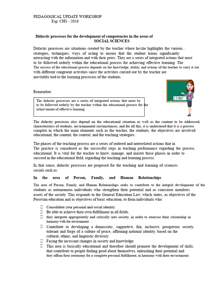Didactic Processes THREE AREAS of Social Sciences | PDF | Feeling | Learning