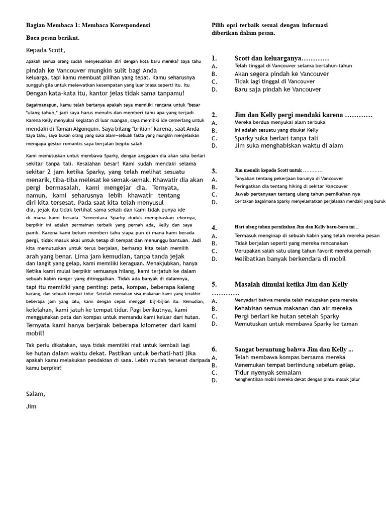Tes Latihan Membaca Celpip | PDF