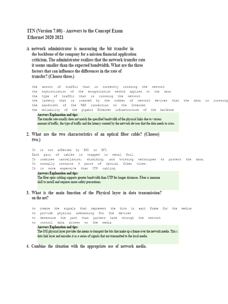 Modules 4 - 7 Ethernet Concepts Exam Answers 2020 2021 Correct 100% | PDF | Computer Network ...