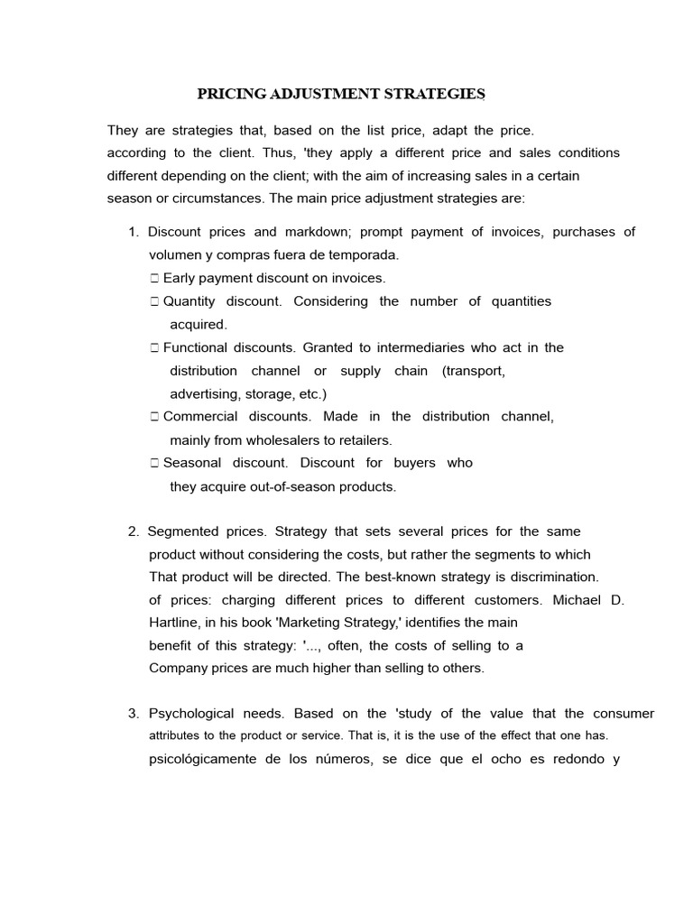 Pricing Adjustment Strategies | PDF | Prices | Pricing