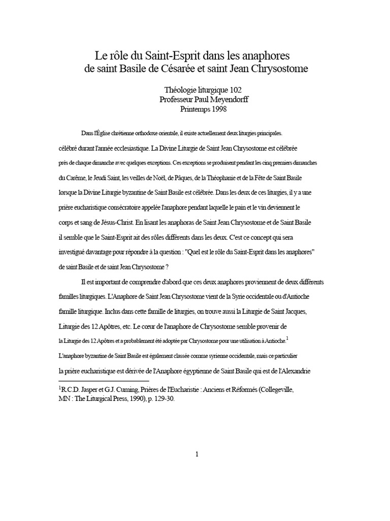Rôle du Saint-Esprit dans les anaphores | PDF | Saint-Esprit | Liturgie