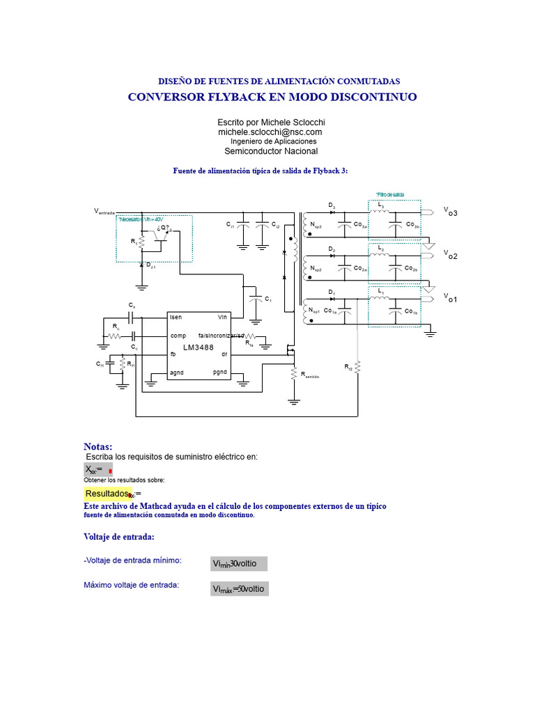 Ejemplo de Flyback en Mathcad | PDF | Fuente de alimentación | Transformador