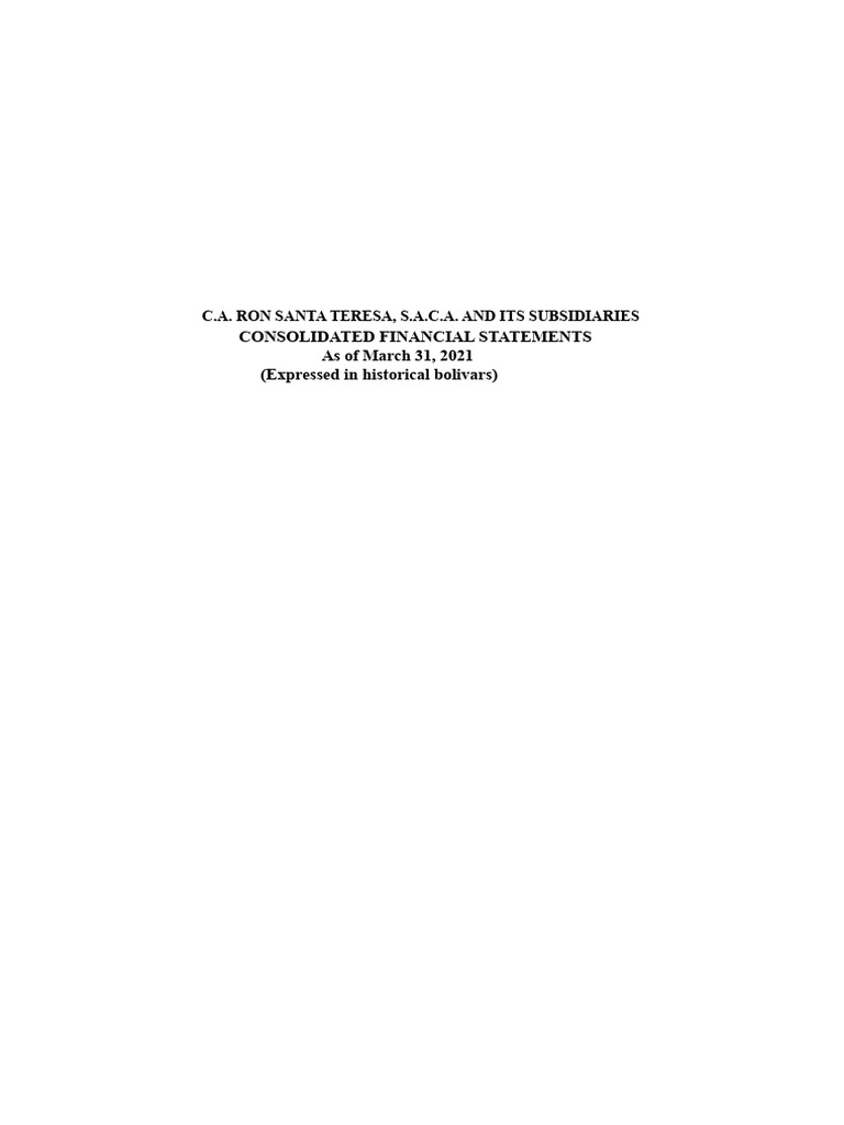 FINANCIAL INFORMATION Financial Statement RON SANTA TERESA Third ...