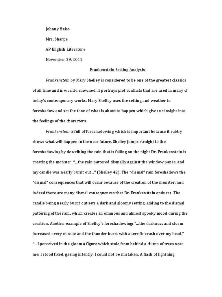 Frankenstein Analysis | PDF | Frankenstein | Mary Shelley