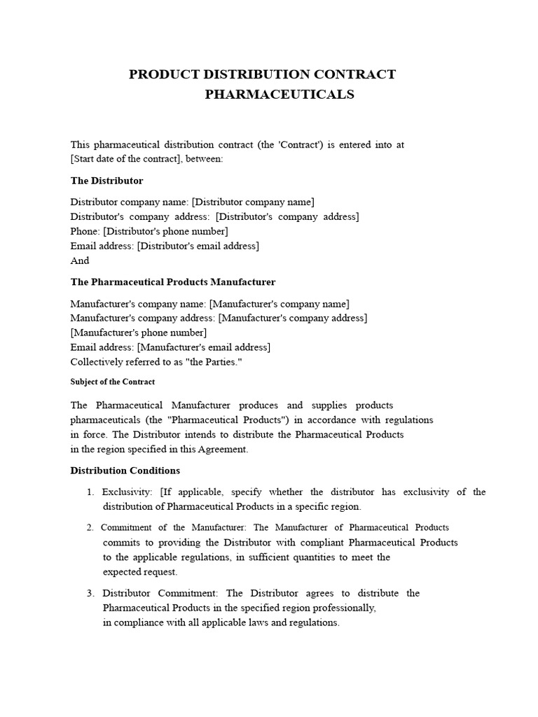 Pharmaceutical Product Distribution Contract | PDF | Information ...