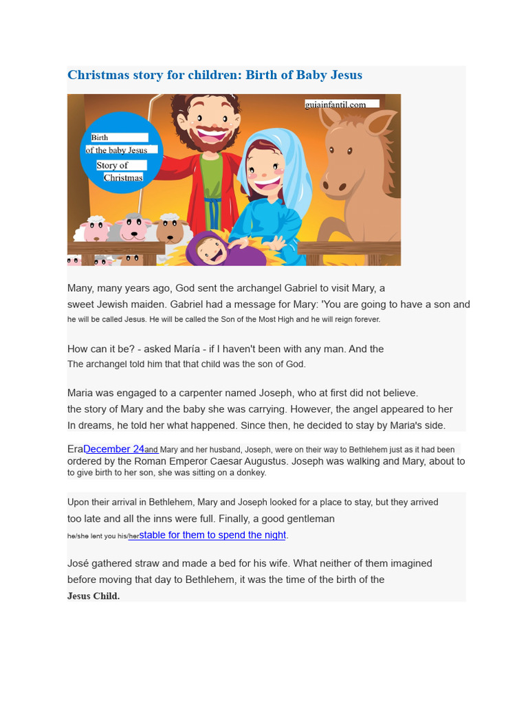 Children's Christmas Story: Baby Jesus' Birth | PDF | Nativity Of Jesus ...