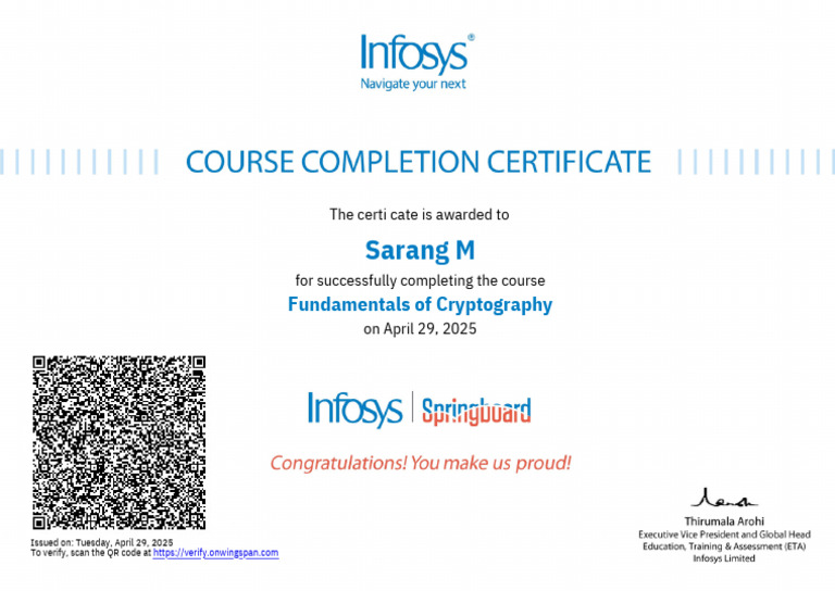 Fundamentals of Cryptography Certificate | PDF