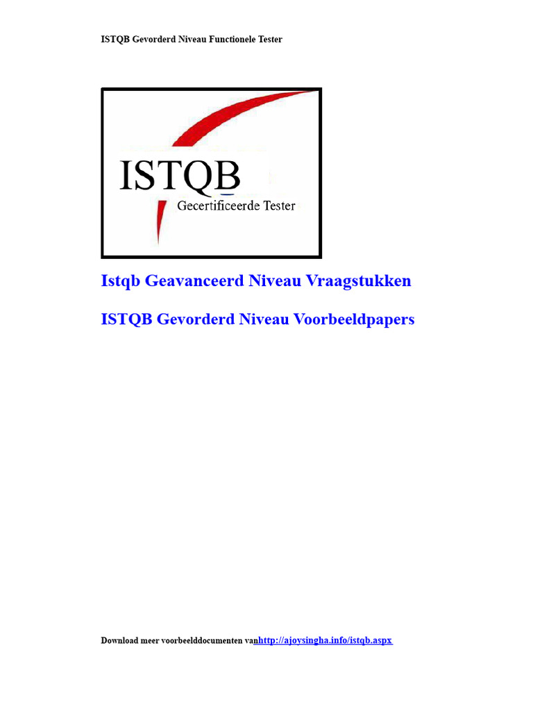ISTQB Geavanceerd Niveau Voorbeeldvragen | PDF