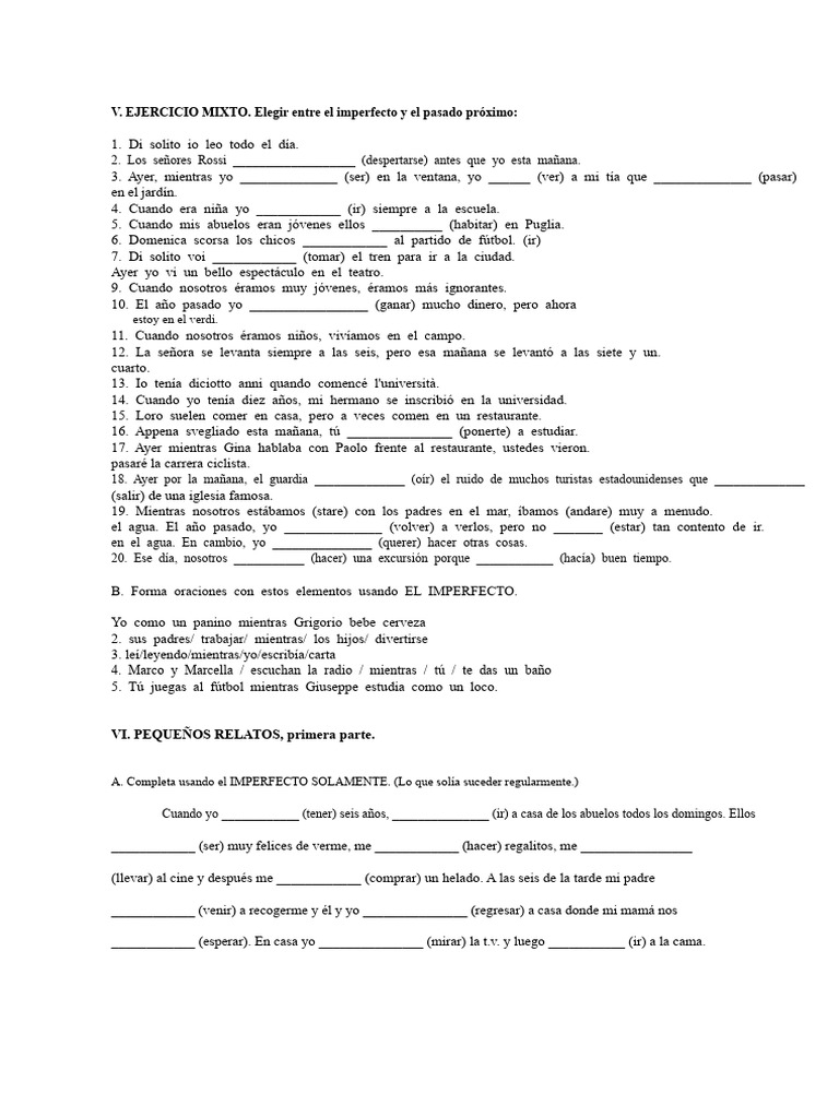 Imperfecto Vs Pretérito Compuesto | PDF | Cenicienta