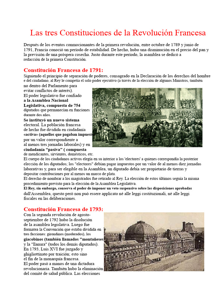 Las Tres Constituciones de La Revolución Francesa | PDF | revolución ...