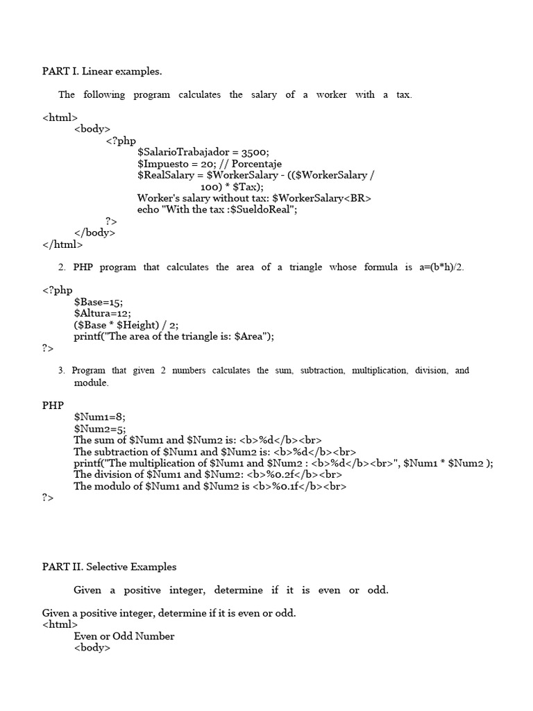 Solved and Proposed Exercises PHP | PDF | Numbers | Multiplication