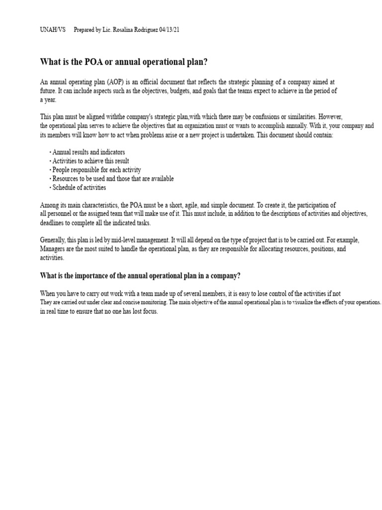 Steps To Prepare A POA | PDF | Goal | Strategic Planning