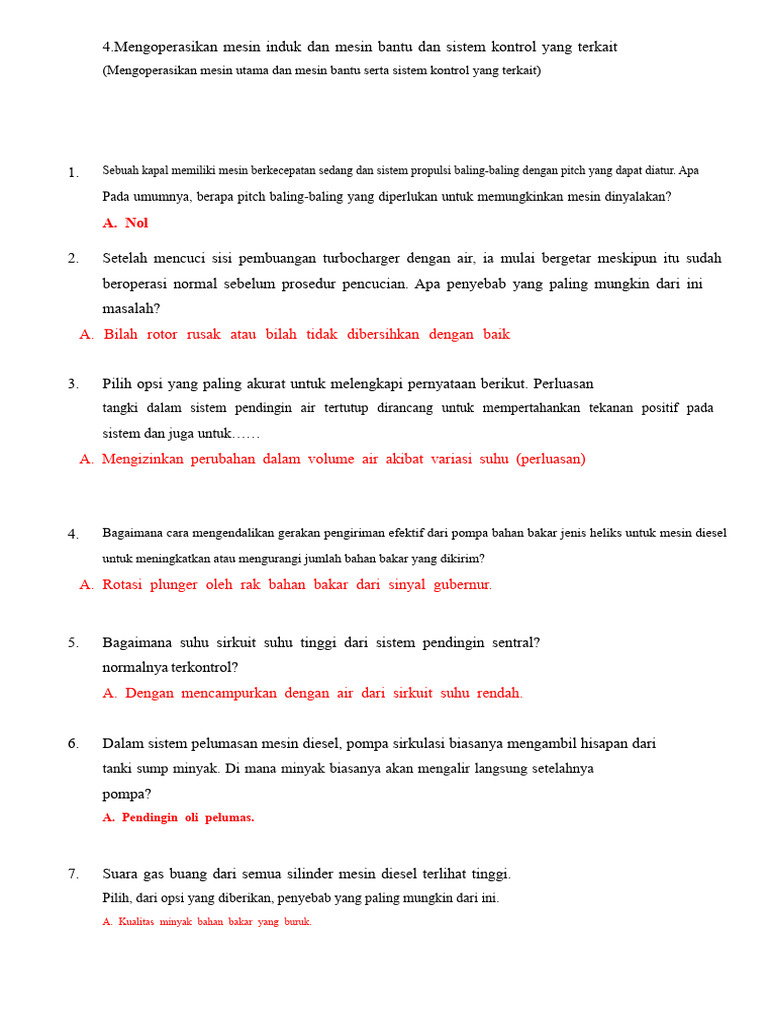 Operasi Mesin Induk dan Kontrol Kapal | PDF