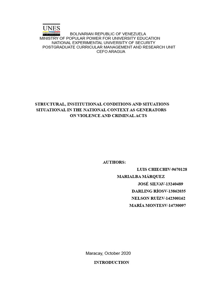 Violence and Crime in Venezuela: Analysis | PDF | Crimes | Crime & Violence