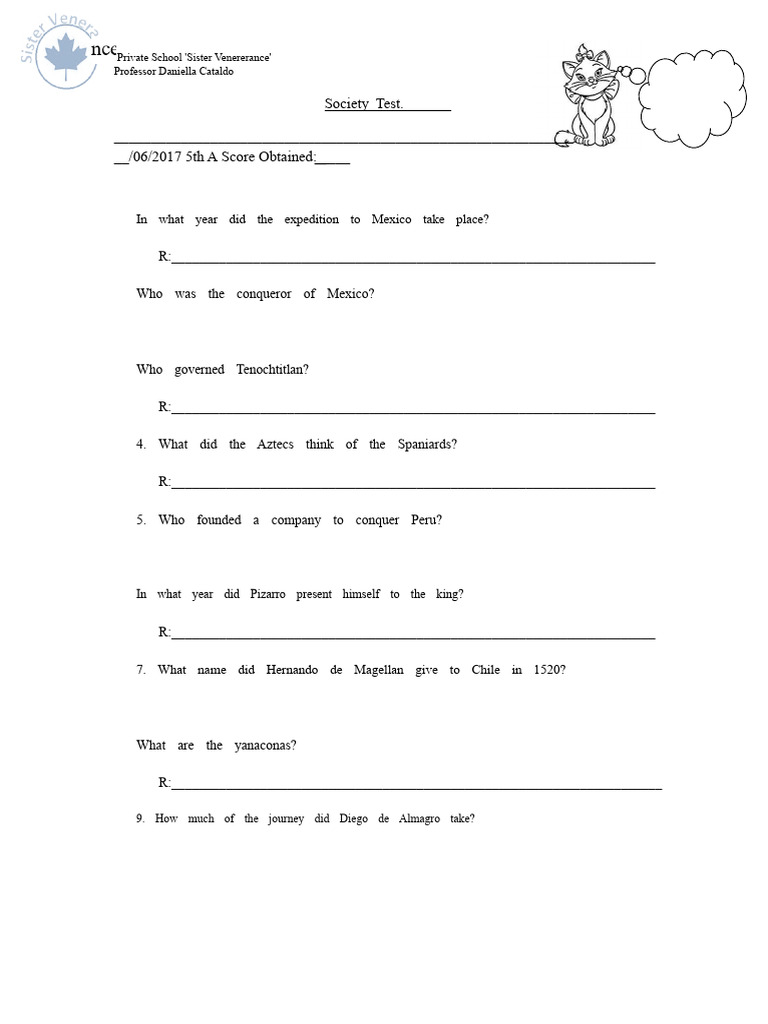 History Test: Spanish Conquest of Chile | PDF | Conquistador | Latin ...